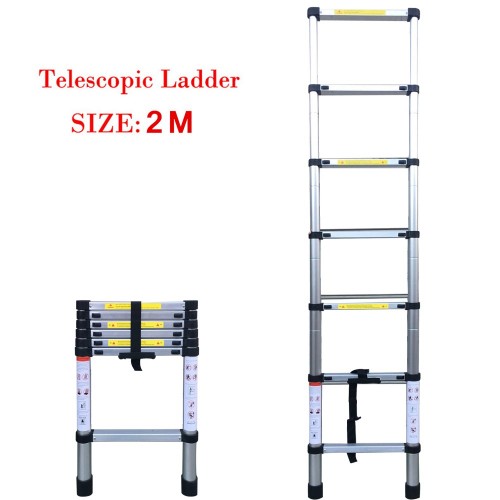 2m Light Weight Foldable Aluminum Alloy 7 Steps Telescopic Portable Ladder